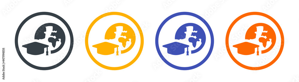Study aboard icon set. Education symbol vector illustration. Graduation ...
