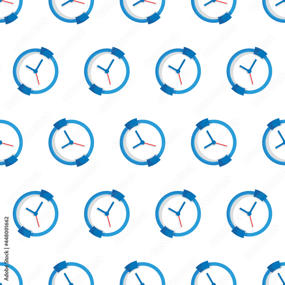 Simple seamless pattern of time clock colored cartoon style ...