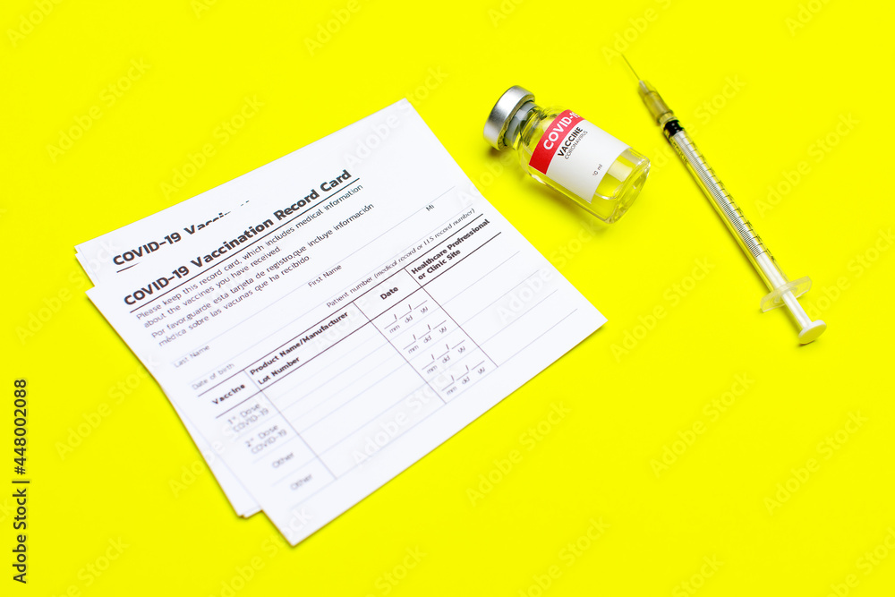 Covid-19 vaccination record card including info of patient, dose ...
