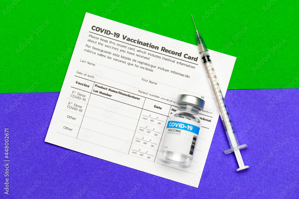 Medical injected syringe and sealed glass capsule of covid-19 vaccine ...