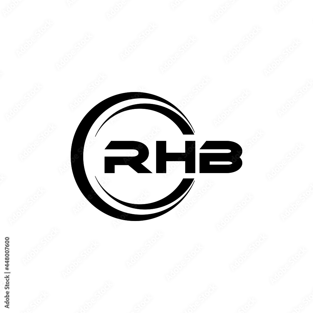 RHB letter logo design with white background in illustrator, vector logo modern alphabet font ...