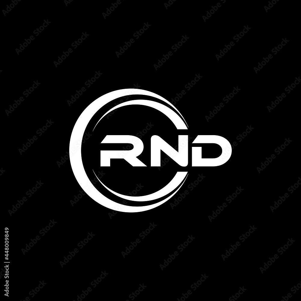 RND letter logo design with black background in illustrator, vector ...