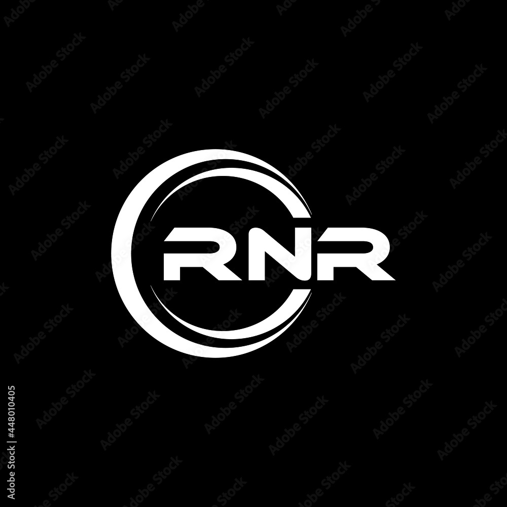 RNR letter logo design with black background in illustrator, vector ...
