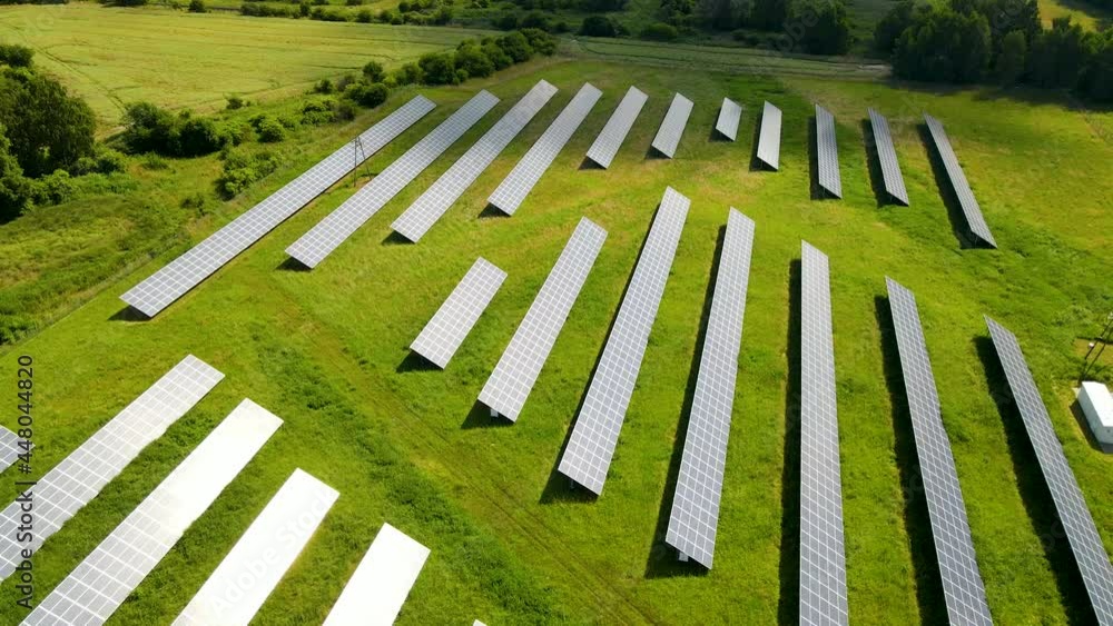 Vertical Drone View Of Solar Panels At A Solar Energy Generation Farm ...