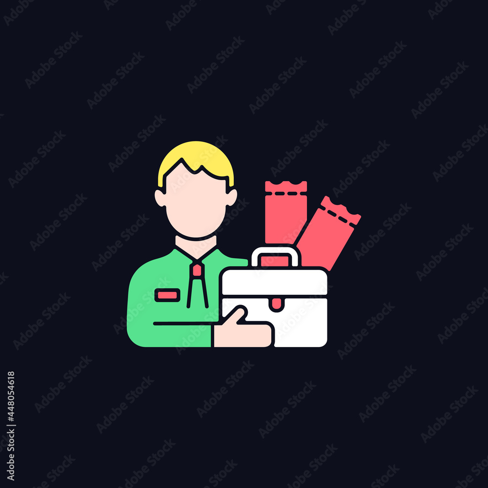Vecteur Stock Lottery agent RGB color icon for dark theme. Middleman ...