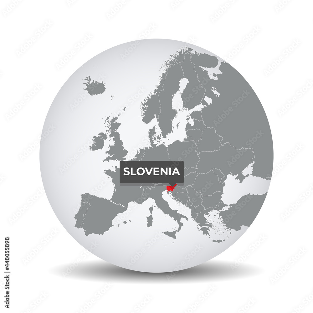 World globe map with the identication of Slovenia. Map of Slovenia ...