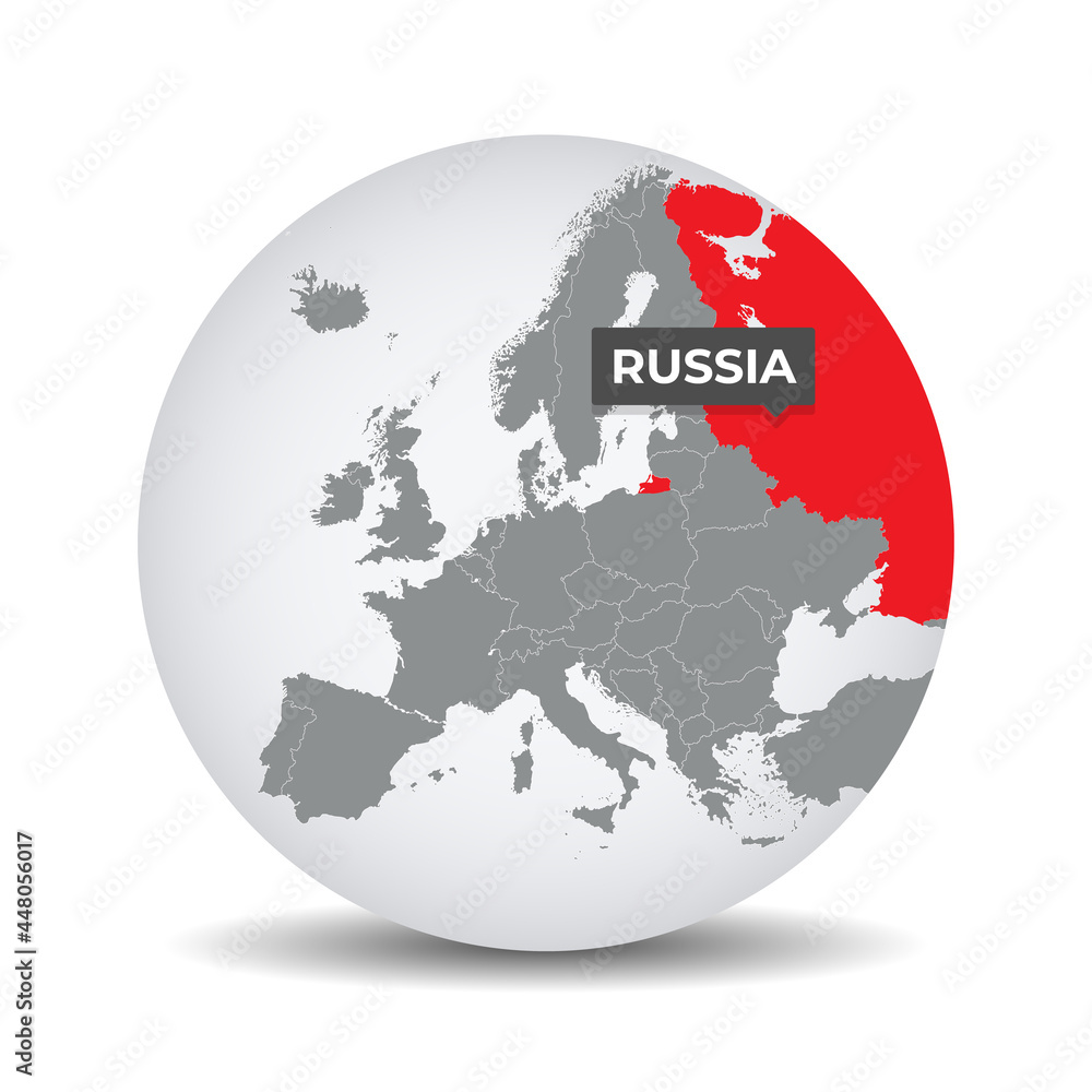 World globe map with the identication of Russia. Map of Russia. Russia ...