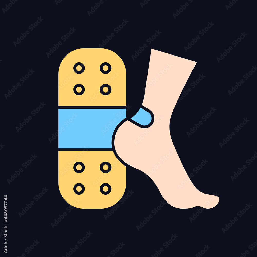Patches for blisters RGB color icon for dark theme. Skin protection ...
