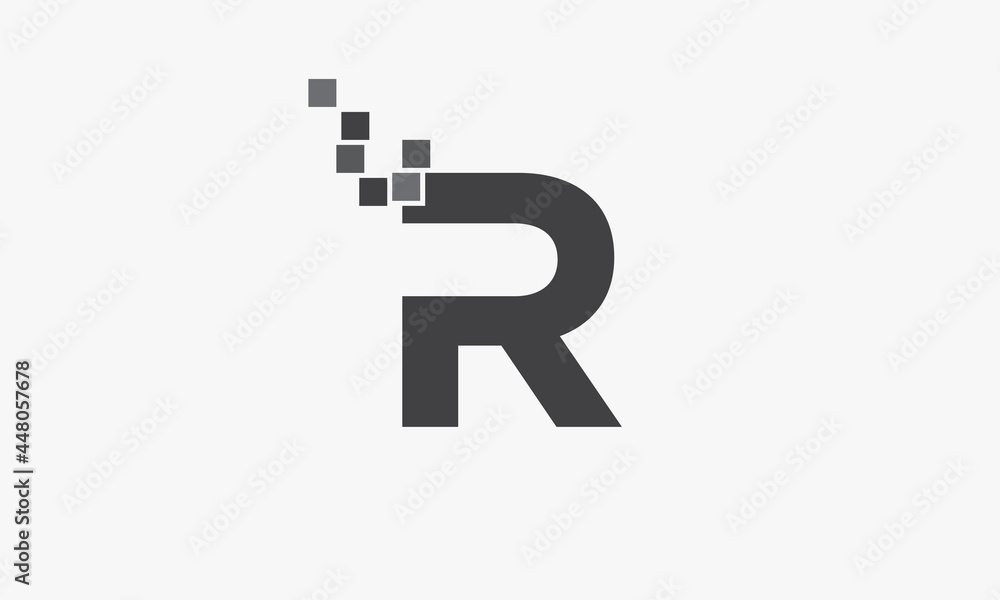 pixelated letter R logo isolated on white background. Stock Vector ...