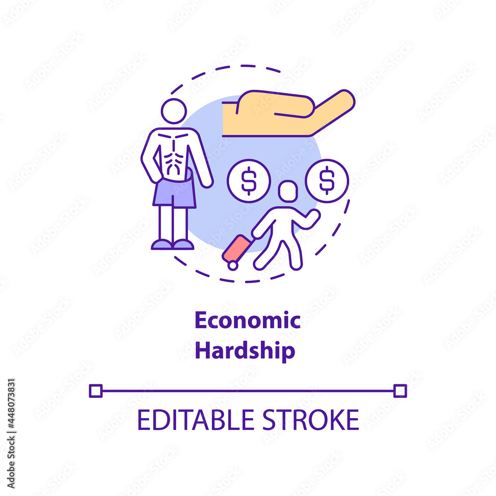 Economic hardship concept icon. Reason of human trafficking abstract ...