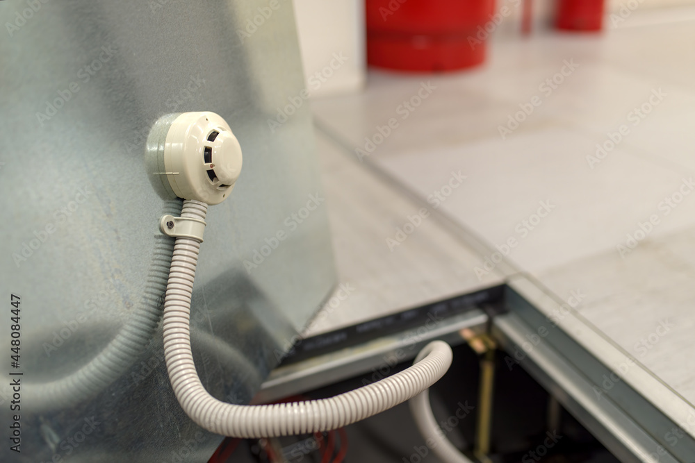 Smoke and fire detector built into the floor connected to clean agent ...