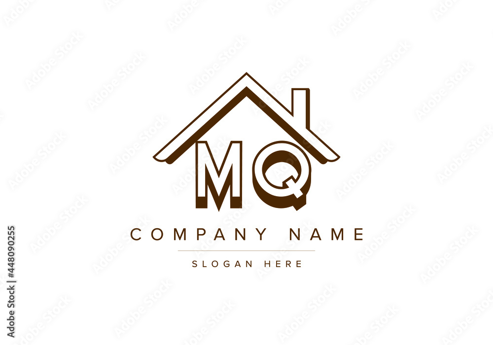 Alphabet letters MQ home or house logo for real estate Stock Vector ...