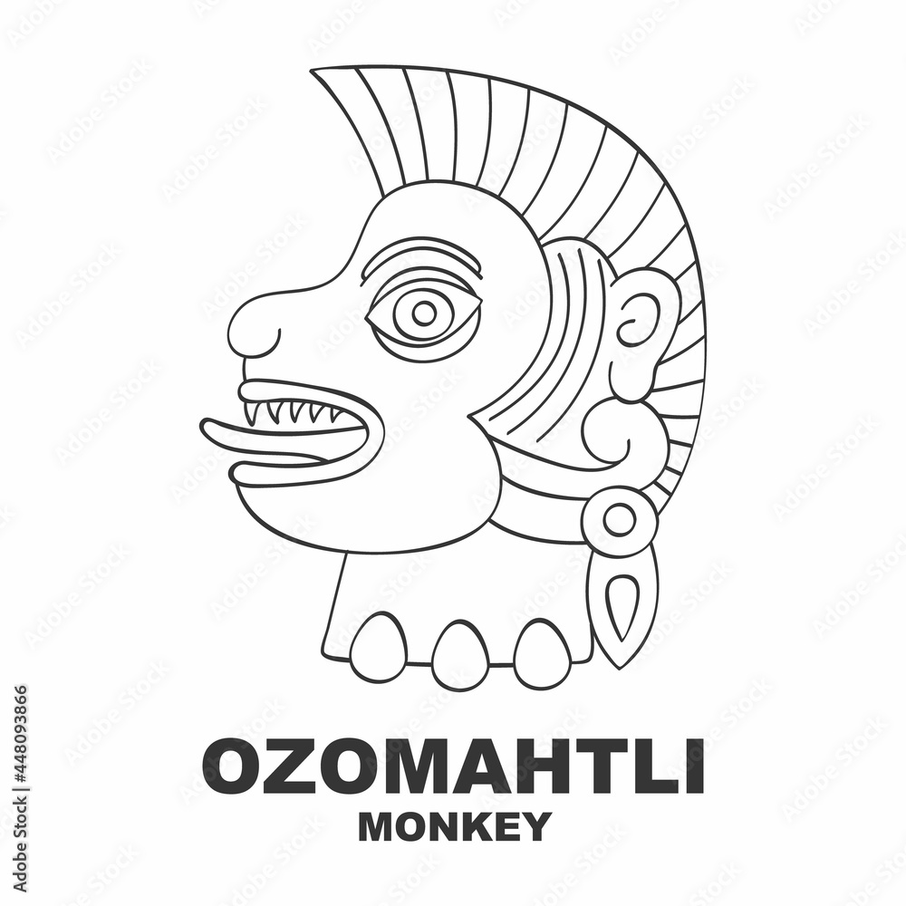 Vector icon with Glyph from Aztec calendar Tonalpohualli. Calendar day ...