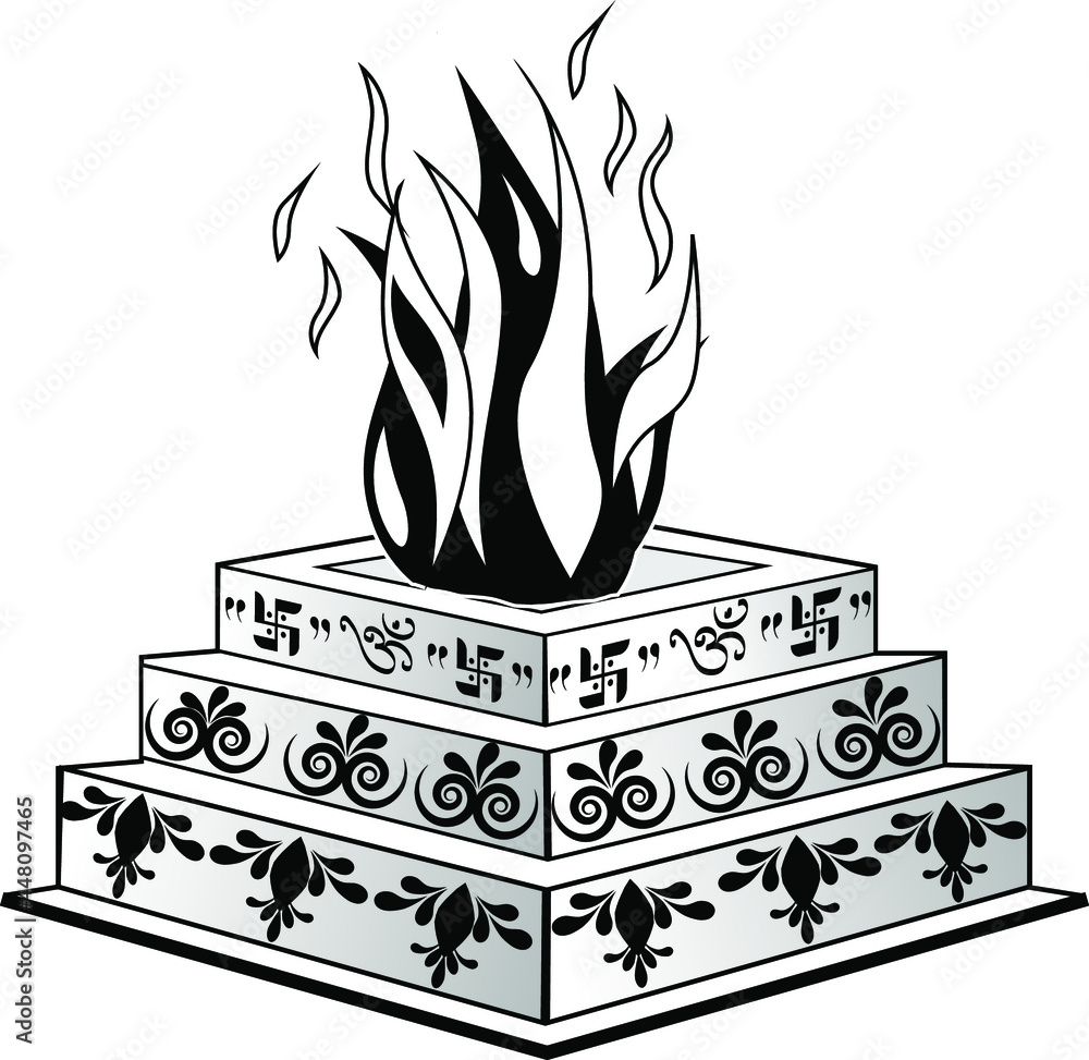 Vetor de INDIAN WEDDING CLIP ART OF DECORATIVE HAVAN (HAWAN )DESIGN ...