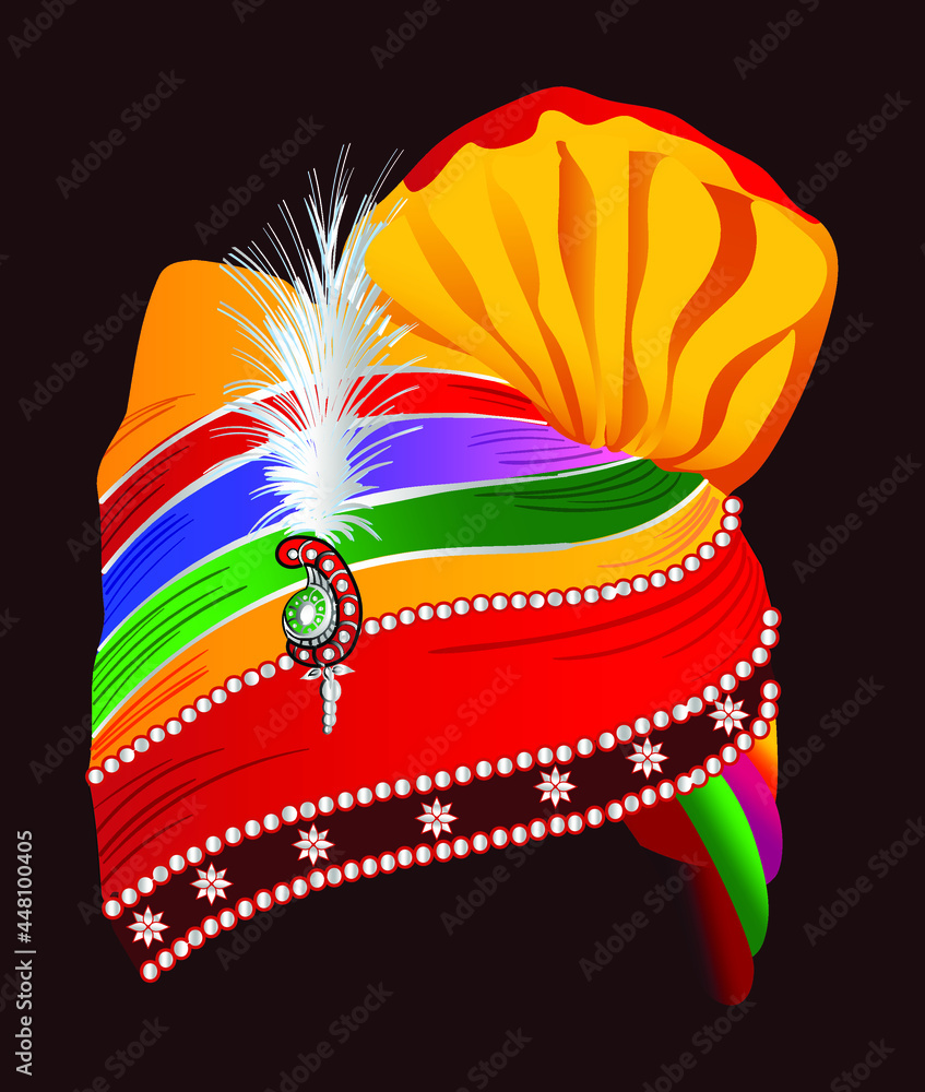 Indian wedding symbol Safa vector illustration colour clip art. Indian ...