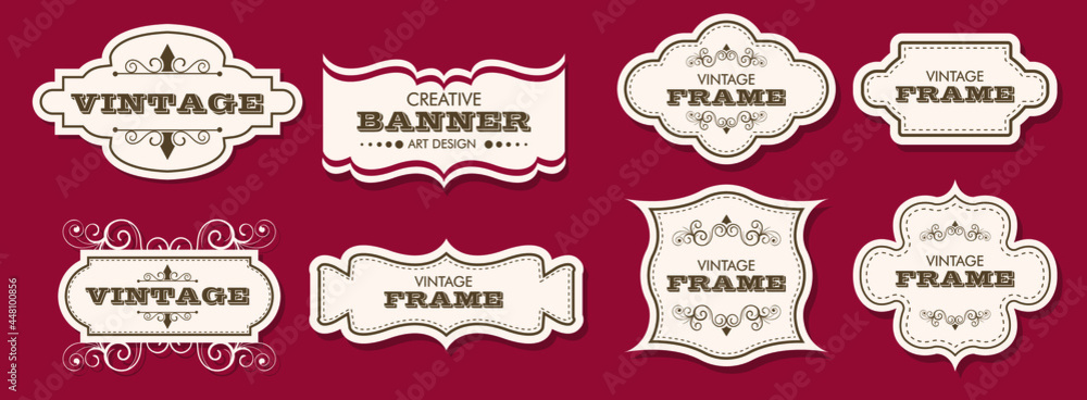 Vintage label design. Beautiful frames and label design vintage style ...