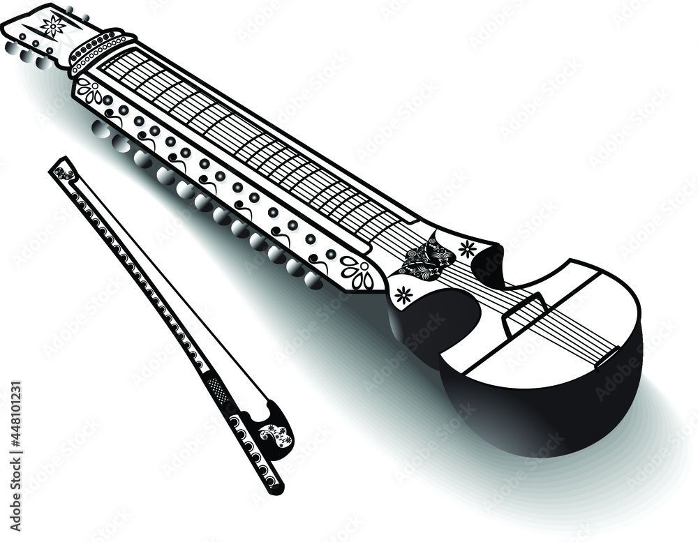 Vecteur Stock indian music instrumental sarangi fine design line art ...