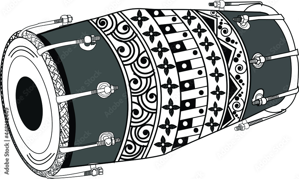 Indian wedding and festival dhol dholak artistic symbol with fine ...
