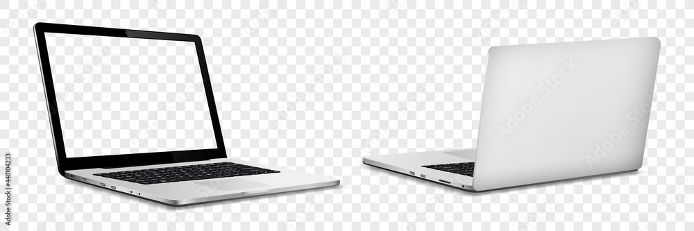 Laptop front and back side mock up with transparent screen Stock Vector ...