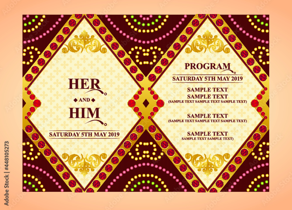 Indian traditional style wedding invitation card template. Indian ...
