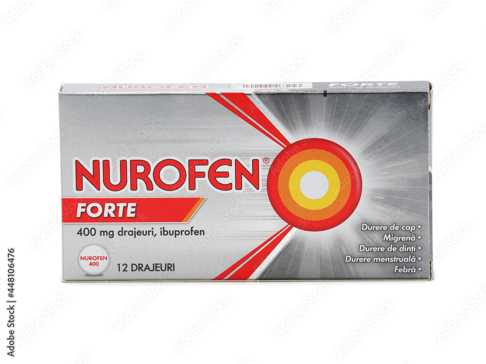 BUCHAREST, ROMANIA - JANUARY 11, 2021. Nurofen Forte, pain relief ...