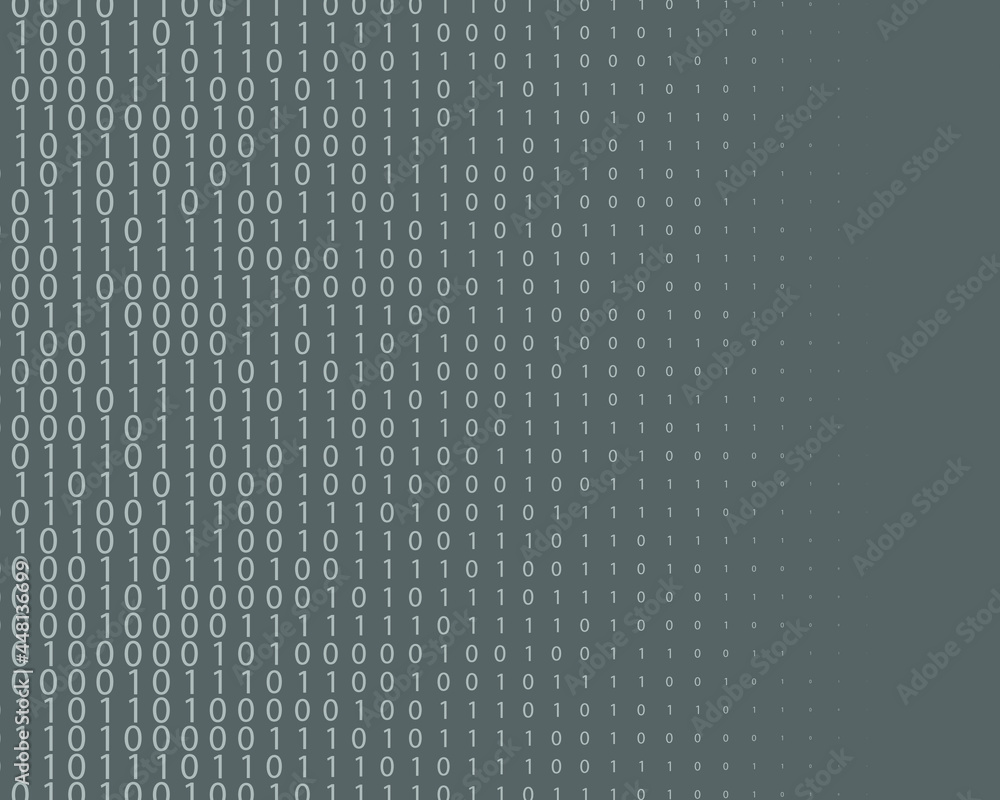 Random numbers 0 and 1. Background in a matrix style. Binary code pattern with digits on screen ...