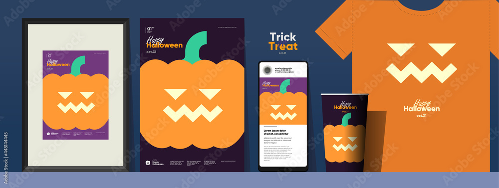 Happy Halloween. October 31. Simple, vector, flat illustration. Set of ...