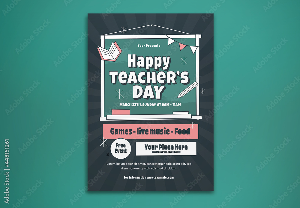 Teacher's Day Flyer Stock Template | Adobe Stock