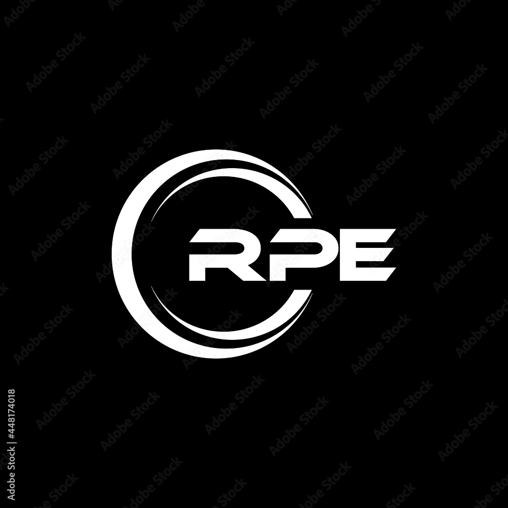 RPE letter logo design with black background in illustrator, vector ...