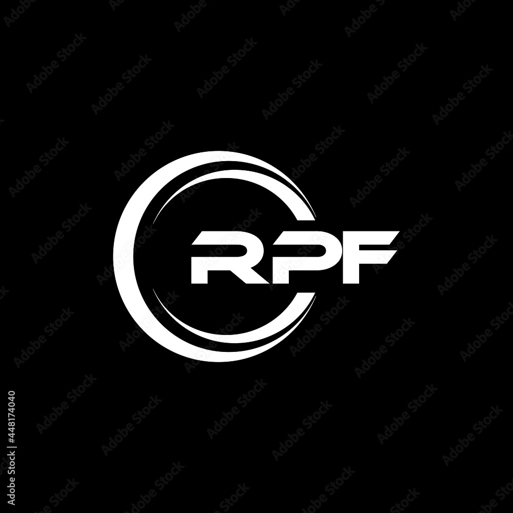 RPF letter logo design with black background in illustrator, vector ...