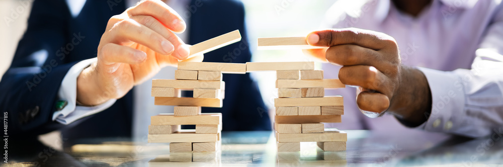 Bridge Building Using Wooden Blocks Stock Photo | Adobe Stock