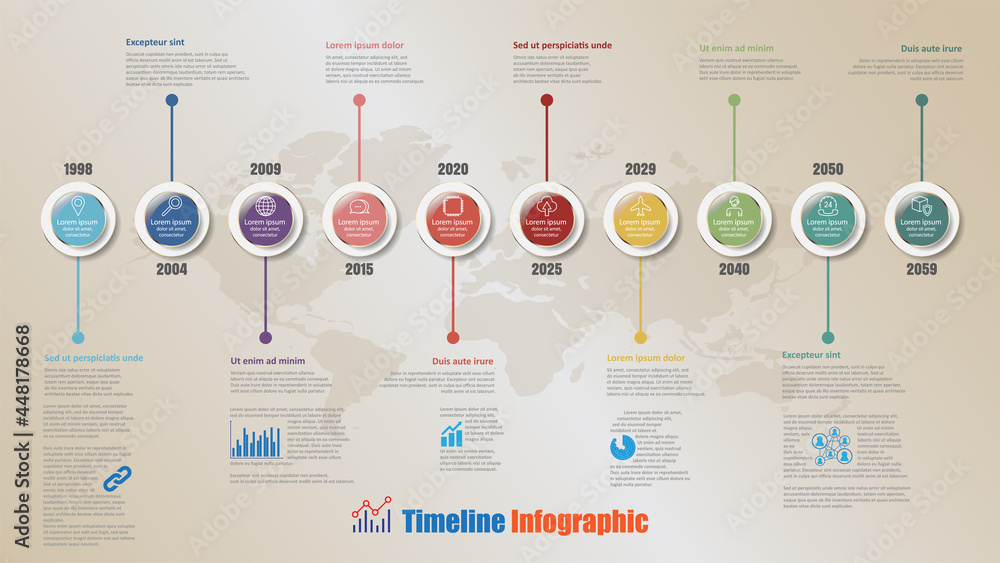 Business road map timeline infographic with 10 steps circle designed ...
