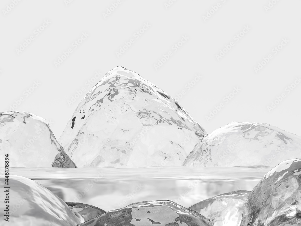 An ice platform for displaying your procuct 3D render, surrounded by ...