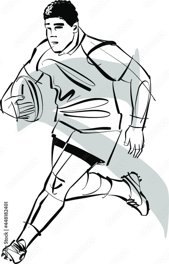 the vector sketch illustration of the rugby team players Stock Vector ...
