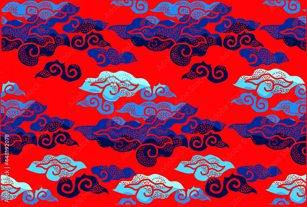 Motif Mega Mendung, batik motif typical of West Java Indonesia, curved ...