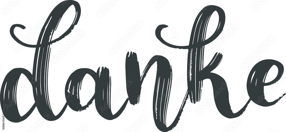 "Danke" hand-drawn vector lettering in German, in English means "Thank ...