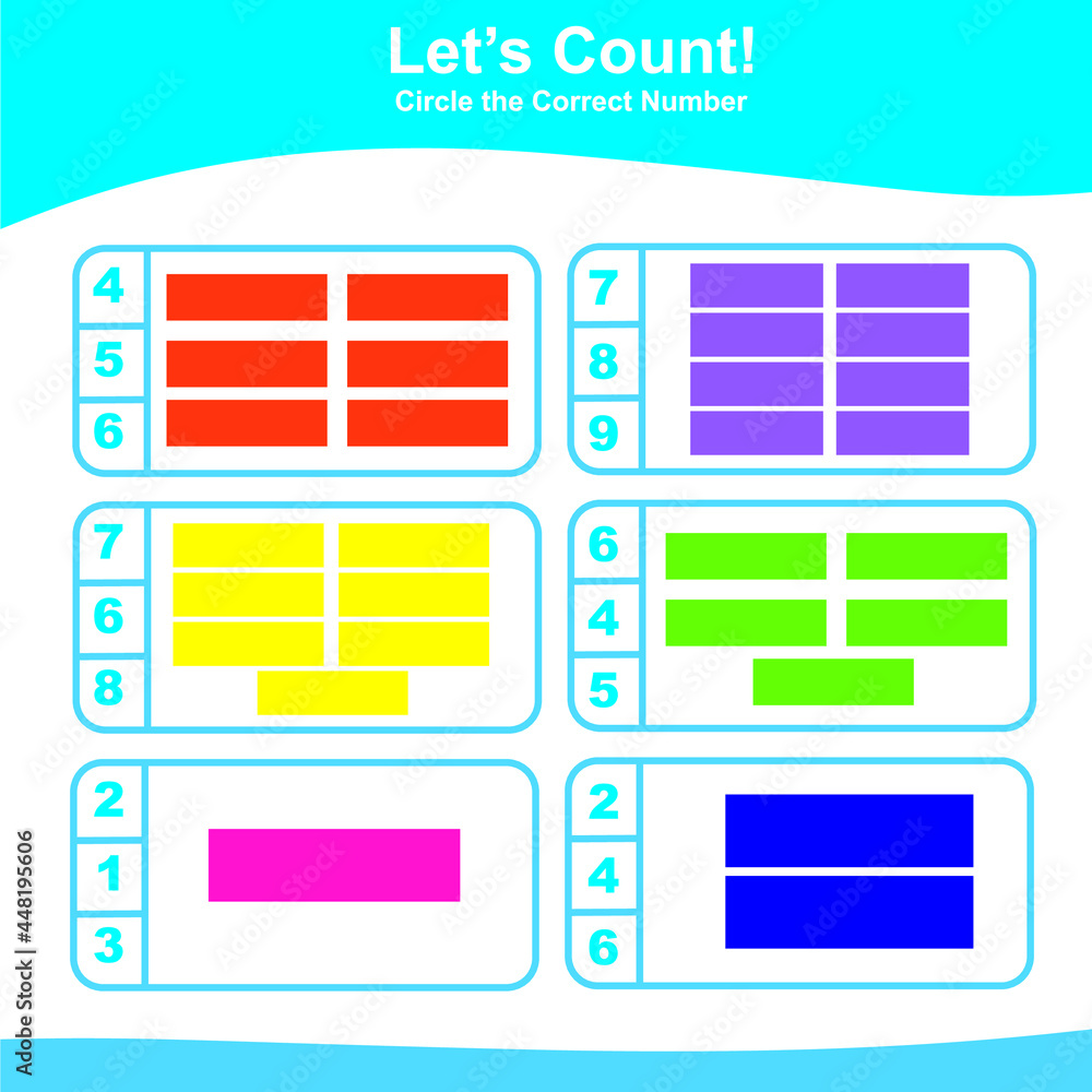 Count and Match Game for Kids. Geometric shapes Game. Math Worksheet ...