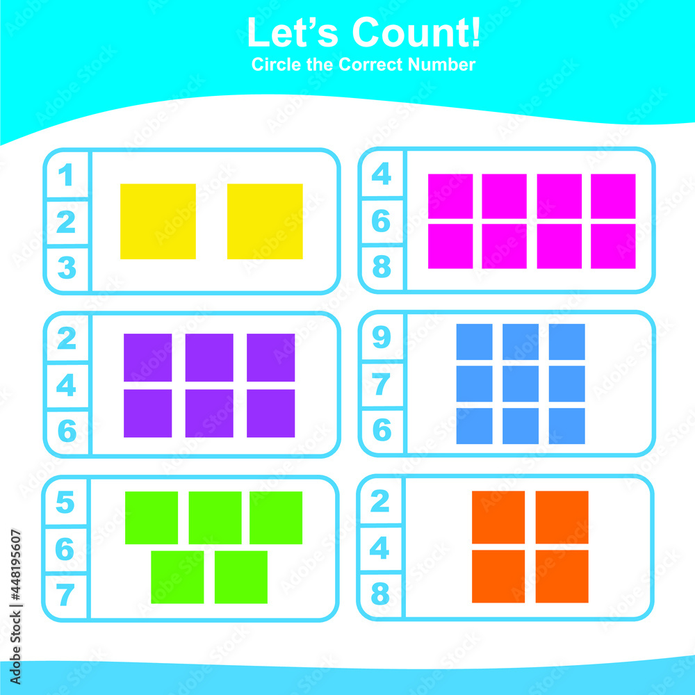 Count and Match Game for Kids. Geometric shapes Game. Math Worksheet ...