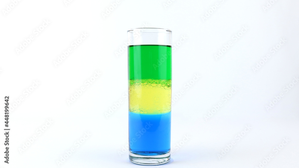 Liquid or layer density experiment using 3 separate layers consisting ...