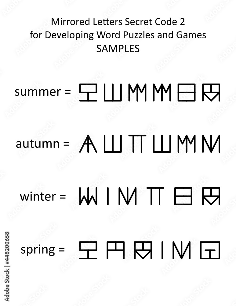 Samples. Mirrored letters secret code 2 for developing word puzzles and ...
