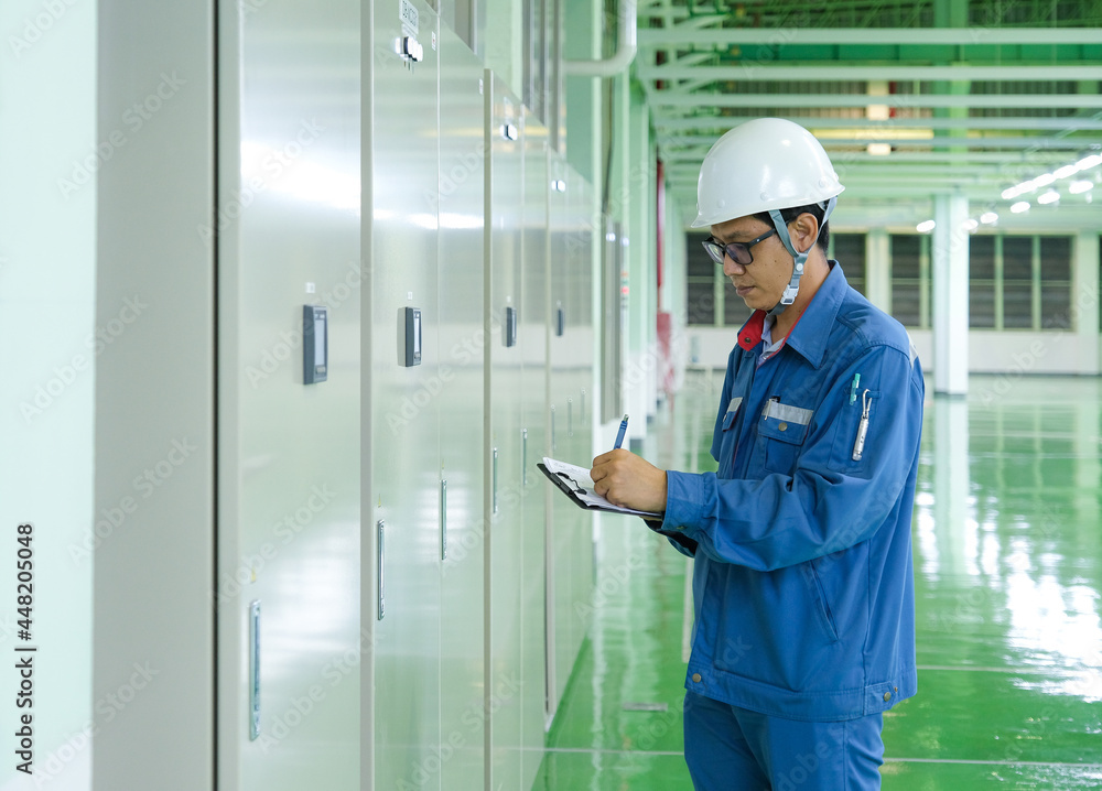 Electrical inspector engineer checking status multi meter of ...