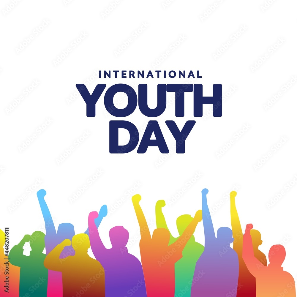 Vector illustration, colorful youth silhouette as banner, poster or ...