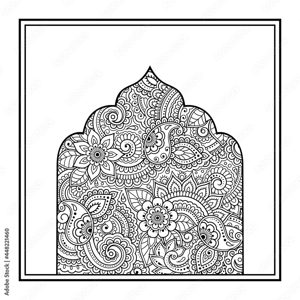 Arab mosque door or window silhouette. Oriental floral pattern in the ...