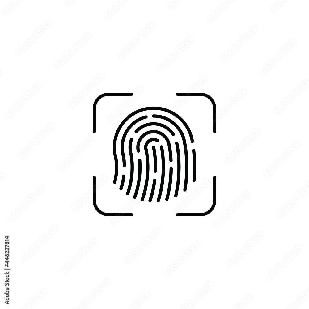 Fingerprint icon. Biometric identification sign, thumbprint symbol ...