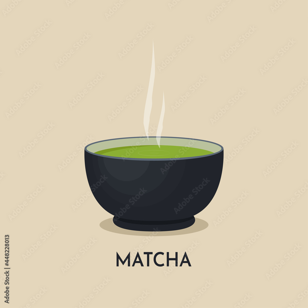 Matcha cup vector. green tea vector. wallpaper. free space for text ...