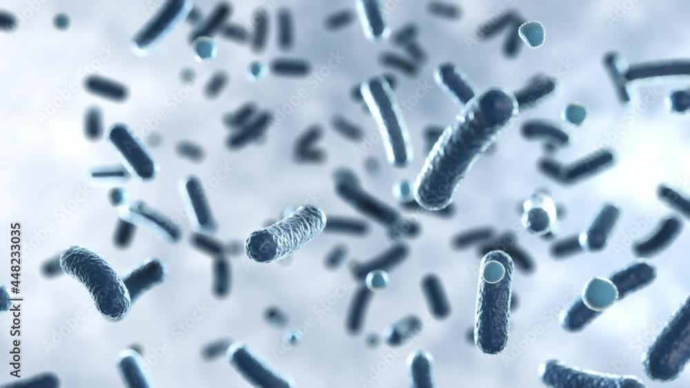 Microorganism cells floating inside human body under microscope, 3d ...