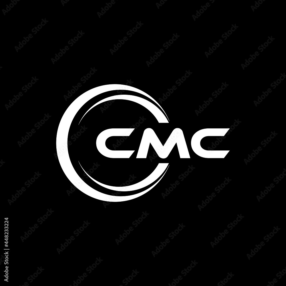 Vecteur Stock CMC letter logo design with black background in ...
