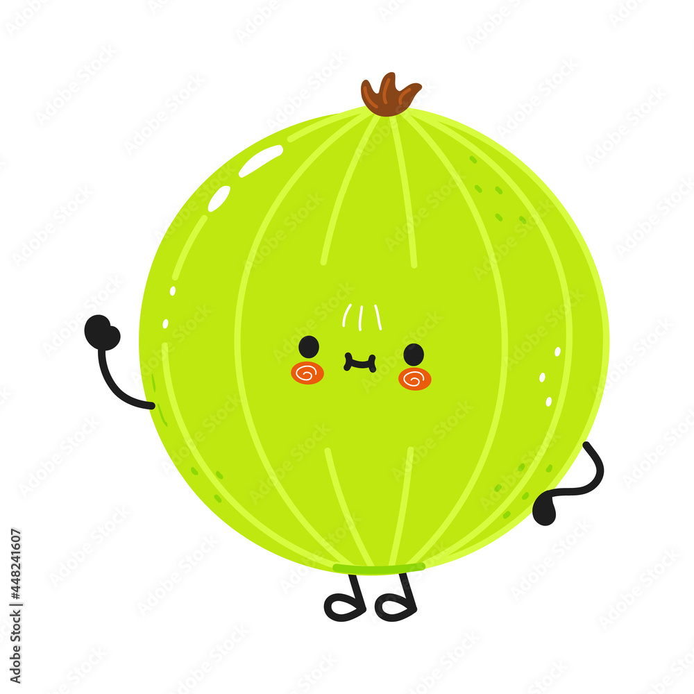 Cute funny gooseberry character. Vector hand drawn cartoon kawaii ...
