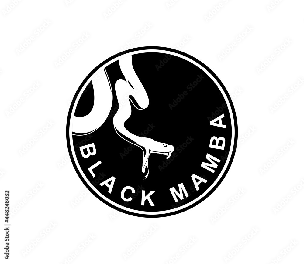 black mamba snake logo in circular frame, vector Stock Vector | Adobe Stock
