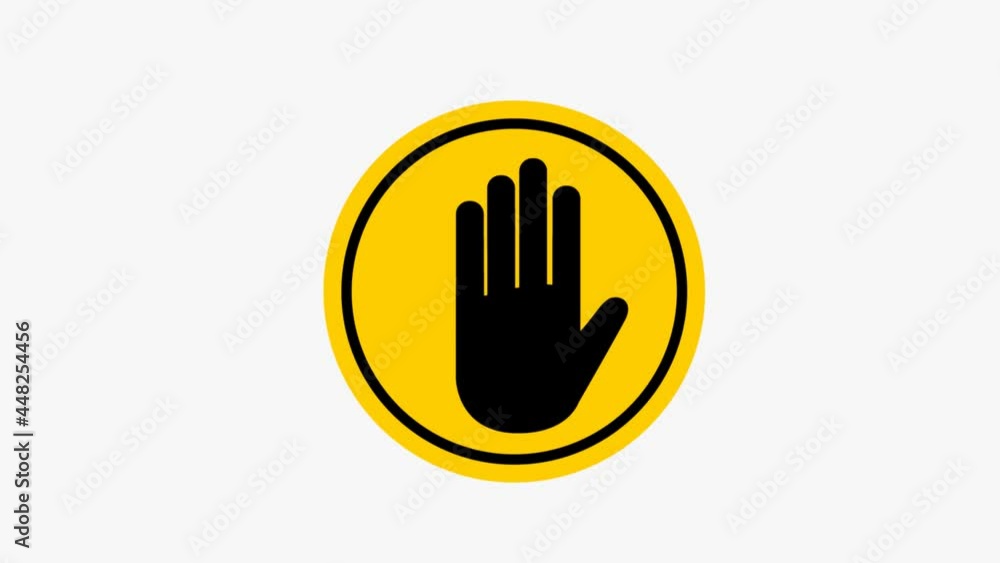Animated Warning hand icon. line and glyph version, outline and filled ...
